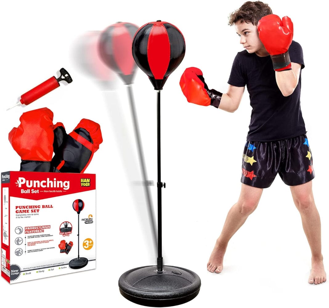 Kids Boxing Set with Stand ages 3-10-Includes boxing gloves